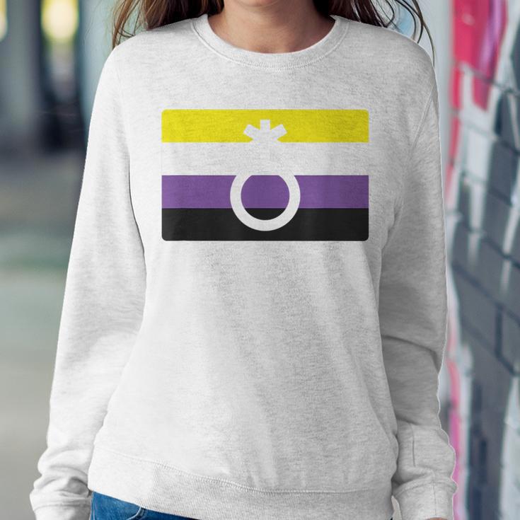 Non-Binary Symbol Pride Flag Men Women Women Sweatshirt | Mazezy