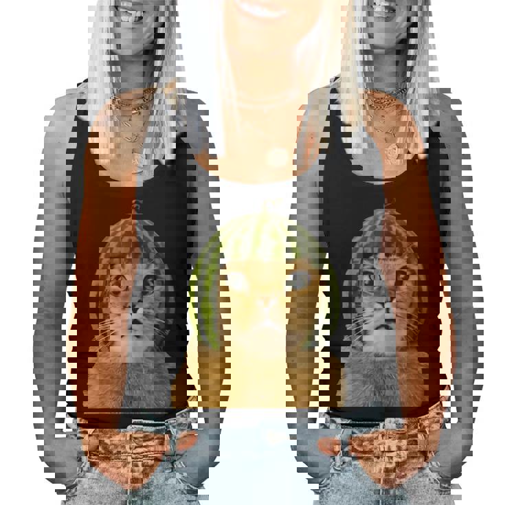 Cat Watermelon Helmet Daddy Mommy Boy Girl Mommy Women Tank Top | Mazezy