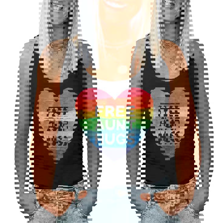 Free Aunt Hugs Lgbt Flag Pride Awareness Month Rainbow Pride Women Tank ...