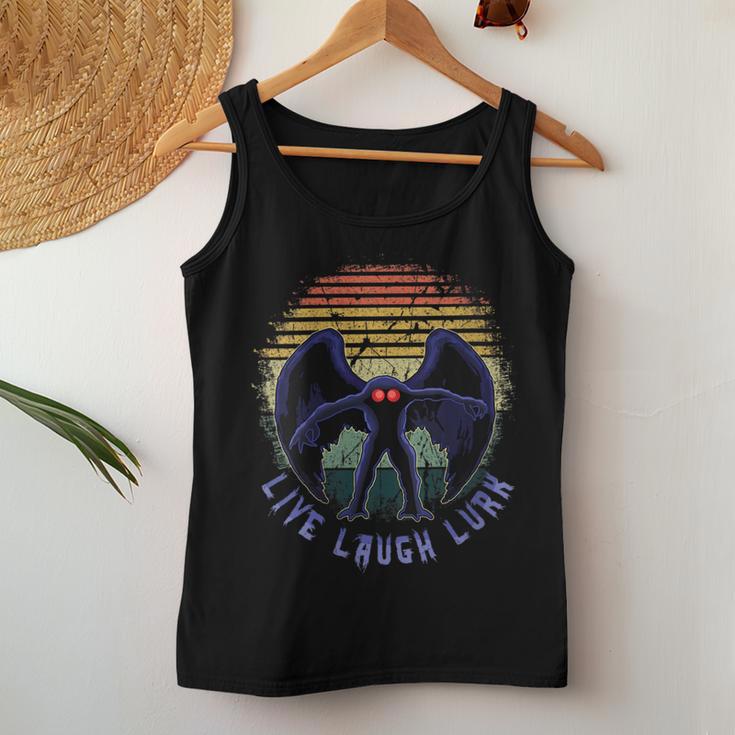 Monster Vintage Moth Man Laugh Live Lurk Halloween Cryptid Women Tank ...