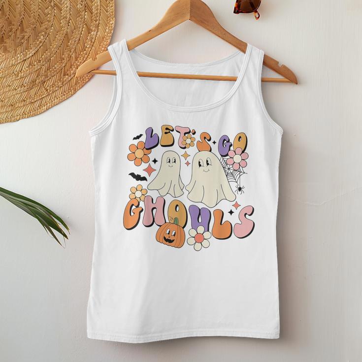 Groovy Let's Go Ghouls Halloween Ghost Outfit For Girl Women Tank Top ...