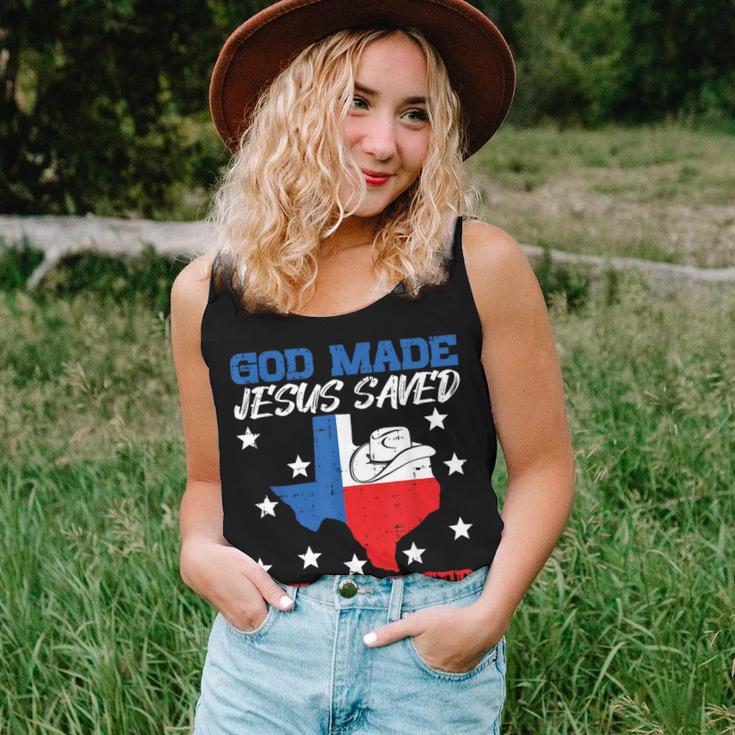 God Made Jesus Saved Texas Raised - Texas Pride Flag Map Women Tank Top ...