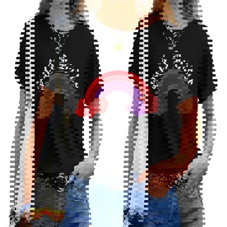 Goth Pride Rainbow Gothic Gay Pride Roses Women T-shirt | Mazezy