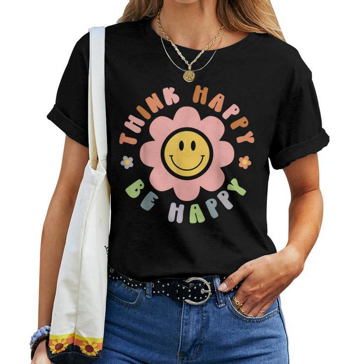 Be Happy Cute Daisy Smile Face Pink Flower Retro Groovy Women T-shirt ...