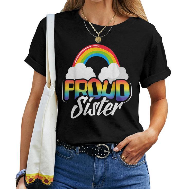 Proud Sister Gay Pride Month Rainbow Lgbt Sibling Family Women T-shirt ...