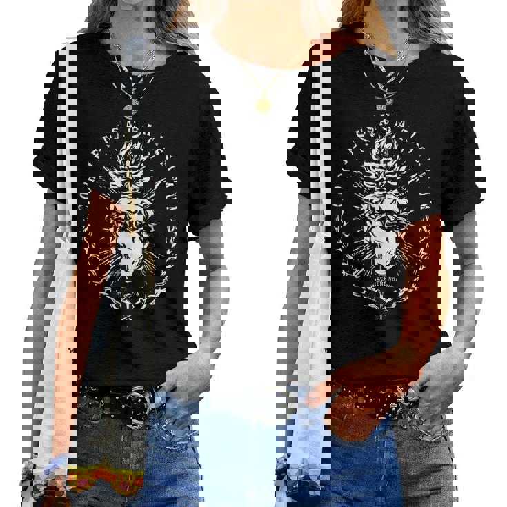 Sacred Heart Of Jesus Catholic Devotion Women T-shirt | Mazezy