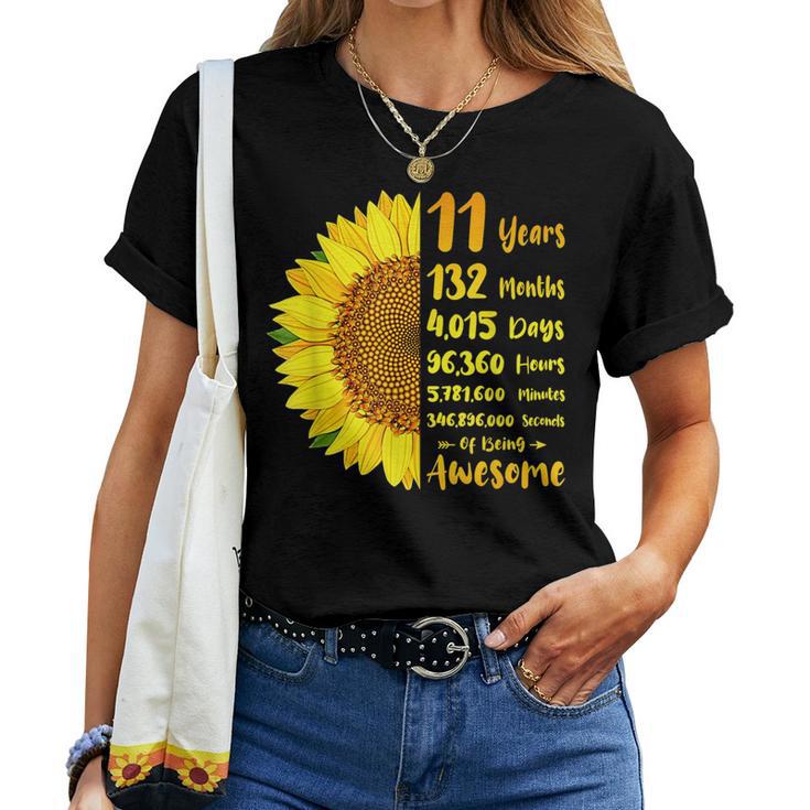 Sunflower 11Th Birthday 11 Years 132 Months Of Being Awesome Women T ...