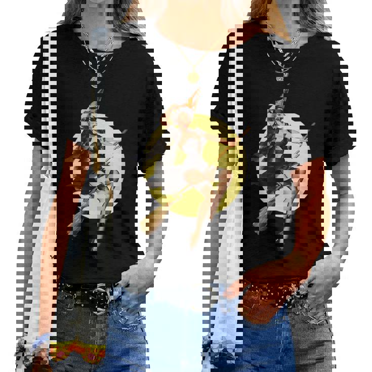 Vintage Pinup Witch On Witches Broom Halloween Pin Up Girl Women T ...