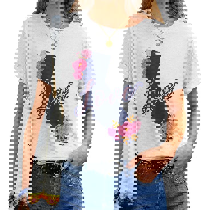 California State Love Native Roses Girly Floral Women T-shirt | Mazezy