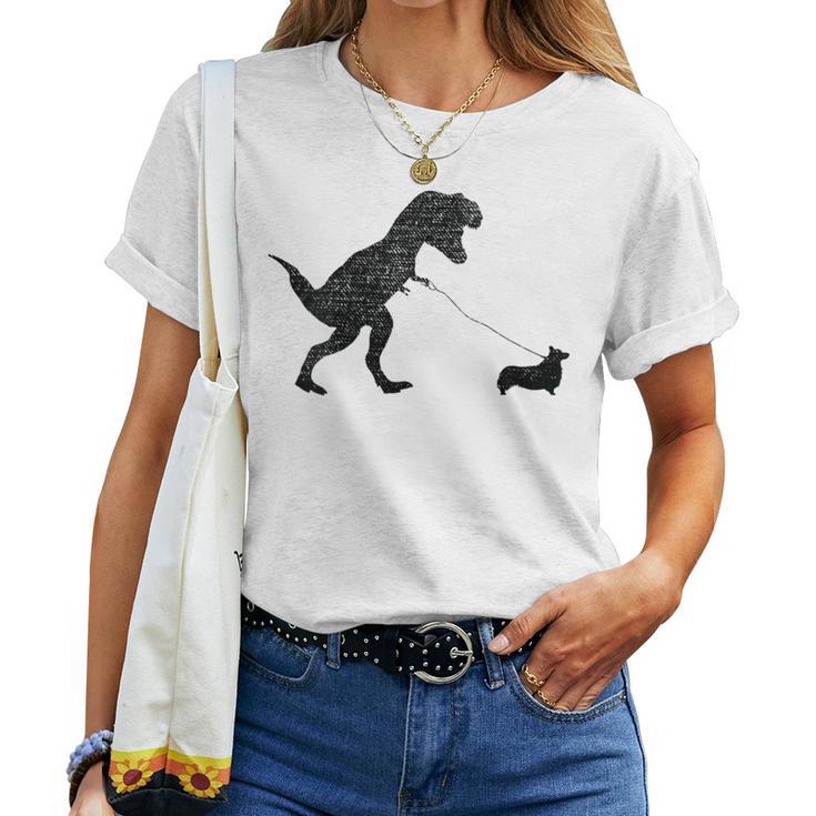 Dog Dinosaur - Vintage Tyrannosaurus Rex & Corgi Women T-shirt | Mazezy