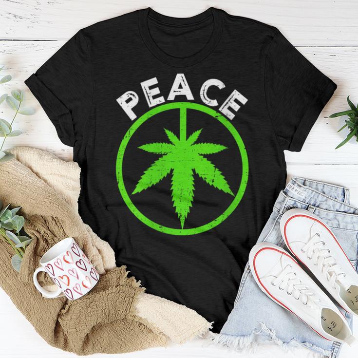Peace Sign Weed Cannabis Marijuana Love Dad Mom Uncle Women T-shirt ...