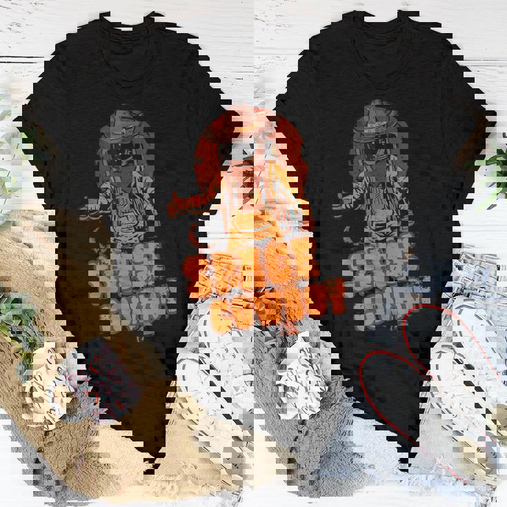 Retro Space Cowboy Cowgirl Rodeo Horse Astronaut Western Women T-shirt ...