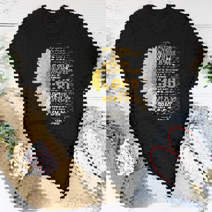 Be Strong And Courageous Joshua 19 Bible Verse Christian Women T-shirt ...