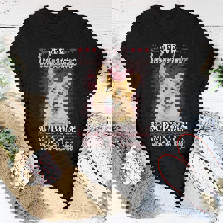 Never Underestimate An Old Woman With A Corgi Women T-shirt | Mazezy