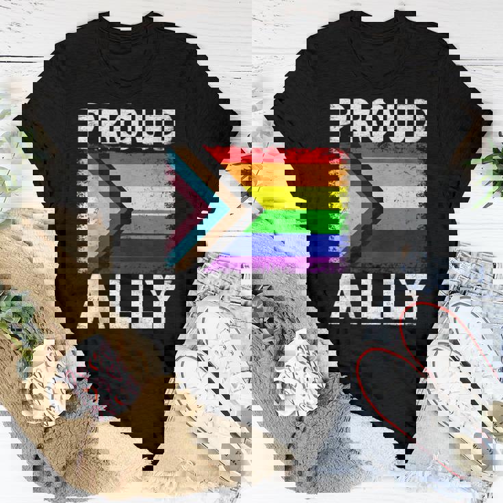 Vintage Pride Month Rainbow Color Lgbtq Flag Proud Ally Women T-shirt ...