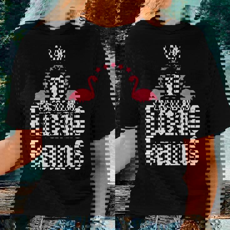 I Am 60 Year Old Flocking Fabulous Flamingo 60Th Birthday Women T-shirt ...