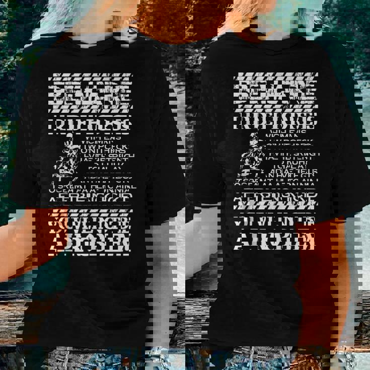 Beware I Ride Horses Horse Riding Equestrian For Girls Women T-shirt | Mazezy