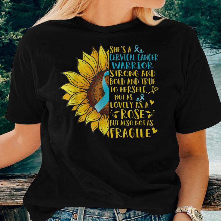 Cervical Cancer Warrior Sunflower Support Cervical Cancer Women T-shirt ...