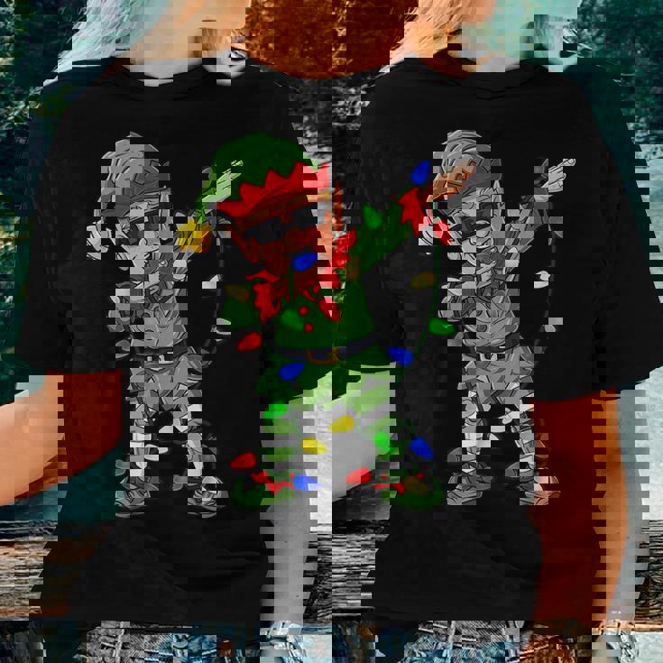 Dabbing Elf Claus Christmas Tree Lights Boys Kids Dab Xmas Women T ...