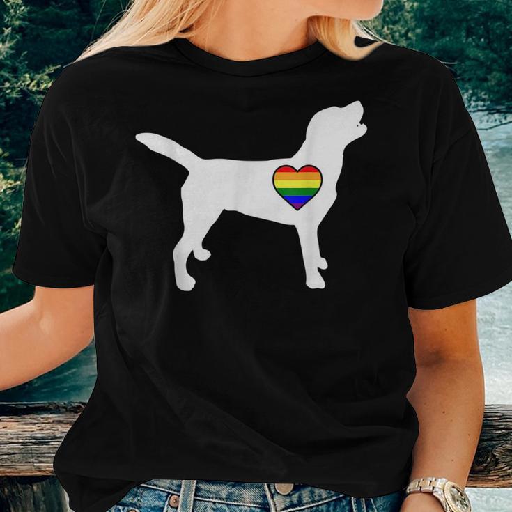 Dog Rainbow Heart Lgbt-Q Cute Puppy Gay Pride Flag Ally Women T-shirt ...