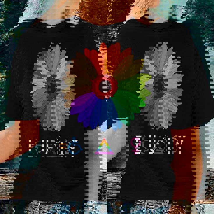 Equality Daisy Flower Rainbow Lgbtq Kindness Human Rights Women T-shirt ...