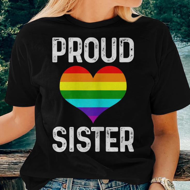 Gay Pride Proud Sister Sibling Lgbtq Rainbow Flag Gay Son Women T-shirt ...