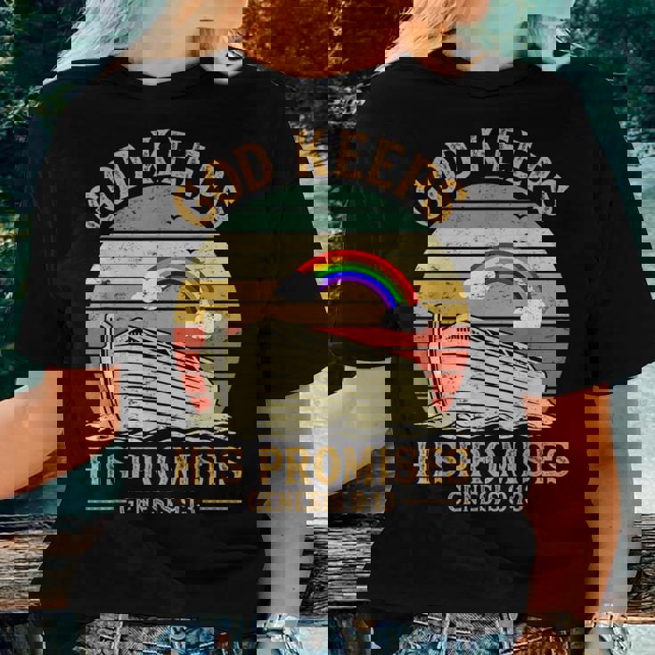 God Keeps His Promises Rainbow Noah Ark Jesus Christian Women T-shirt ...