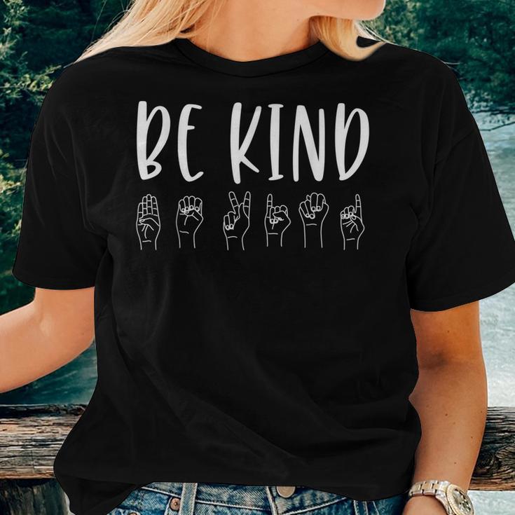 Stop Bullying Kindness Matters Be Kind Sign Language Women T-shirt | Mazezy