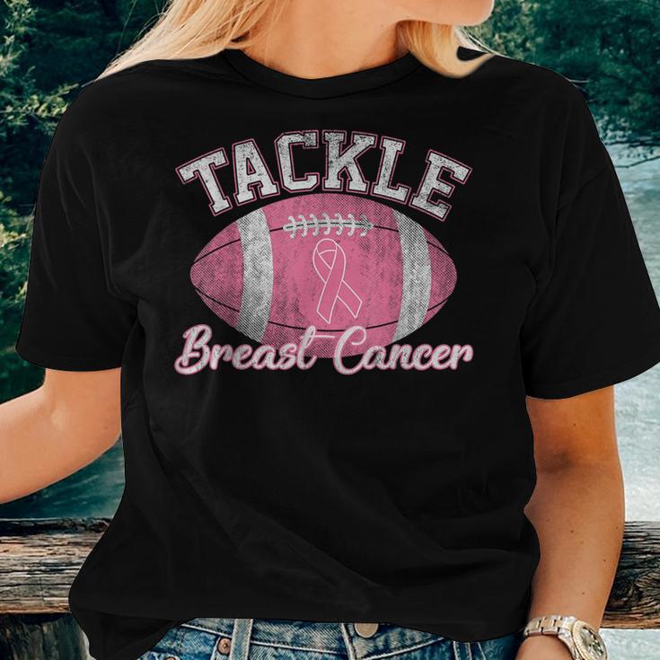Tackle Breast Cancer Awareness Football Lovers Women T-shirt - Seseable