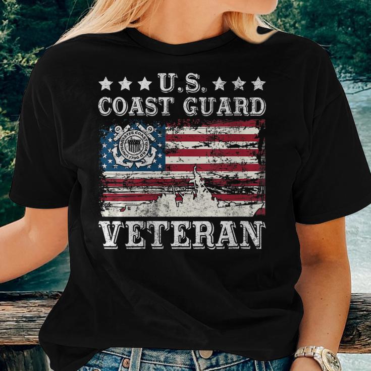 Us Coast Guard Veteran Uscg American Flag Veteran Women T-shirt | Mazezy
