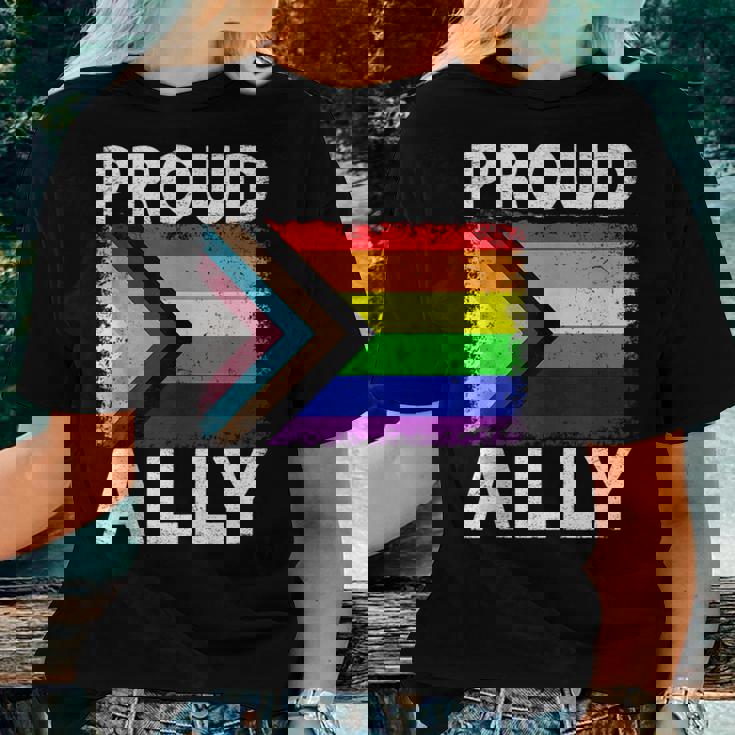Vintage Pride Month Rainbow Color Lgbtq Flag Proud Ally Women T-shirt ...