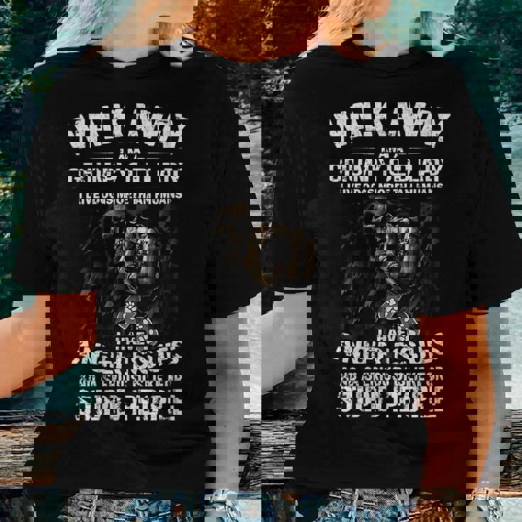 Walk Away I Am A Grumpy Old Lady I Love Dogs More Than 95 Women T-shirt ...