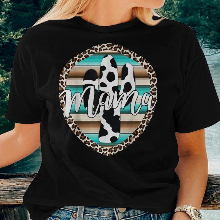 Western Mom Serape Cow Cactus Leopard Cowgirl Rodeo Mama Women T-shirt ...