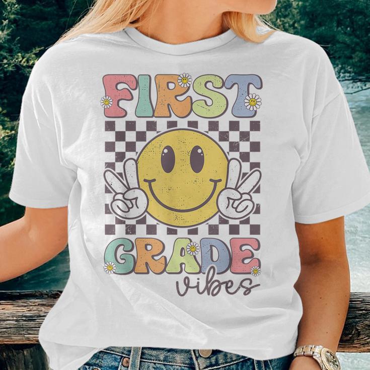 First Grade Vibes Smile Face 1St Grade Team Back To School Women T ...