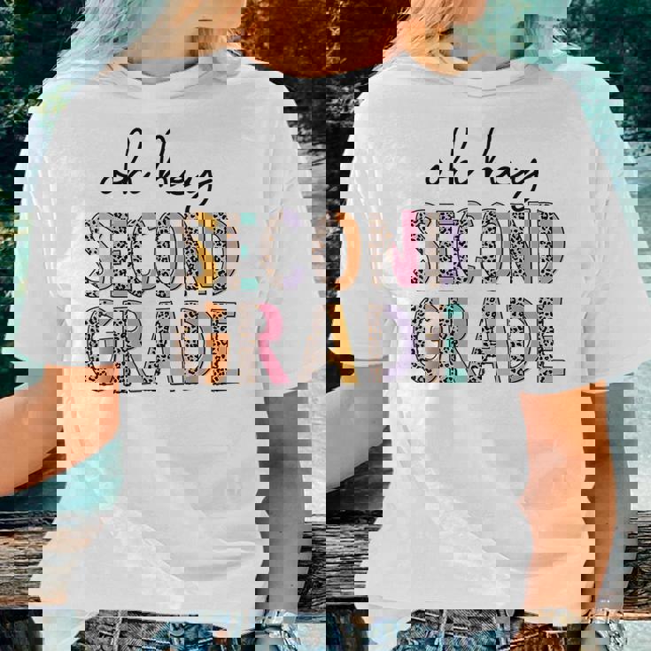 Retro Oh Hey Second Grade Leopard Back To School Teachers Women T-shirt ...