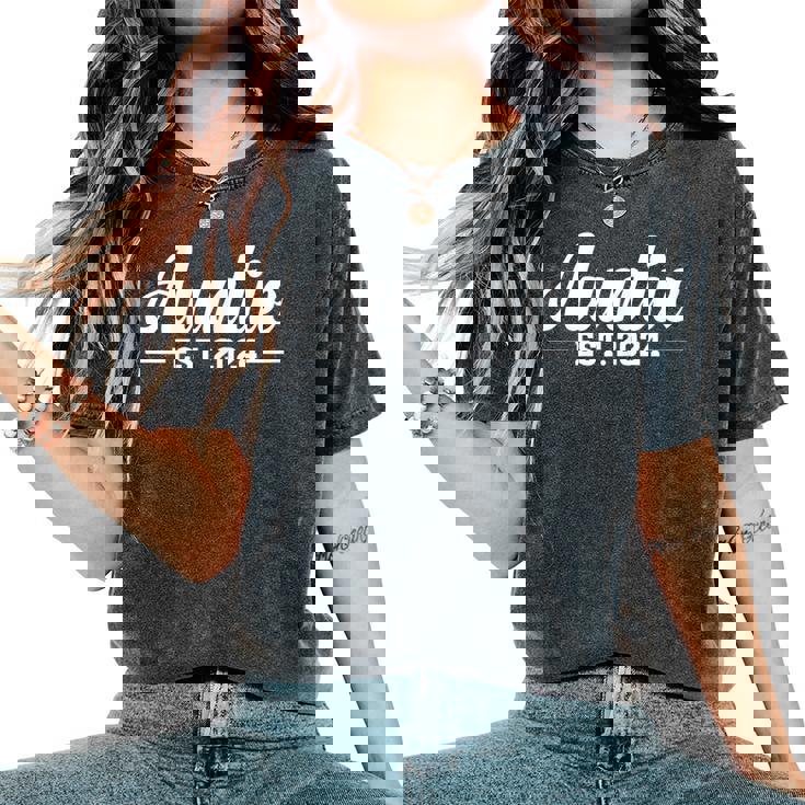 Auntie Est 2024 Auntie To Be New Aunt Pregnancy Women's Oversized Comfort T-Shirt - Monsterry UK