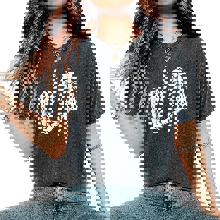 Cute Freaky Los Angeles Hand Sign Skeleton La Gift Women Oversized ...