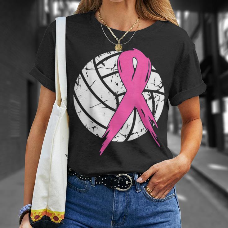Breast Cancer Pink Ribbon Volleyball Awareness Costume T-Shirt | Mazezy