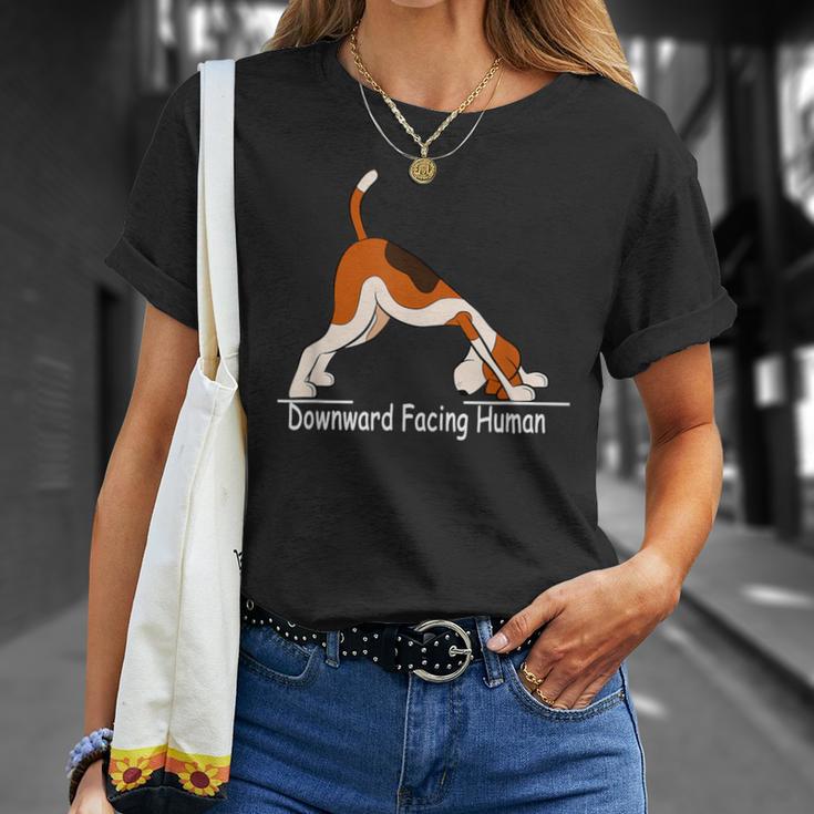 Downward Facing Human Yoga T-Shirt | Mazezy