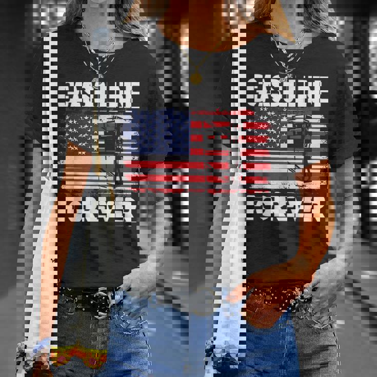 Gasoline Forever Funny Gas Cars Lover Patriotic Usa Flag Patriotic ...