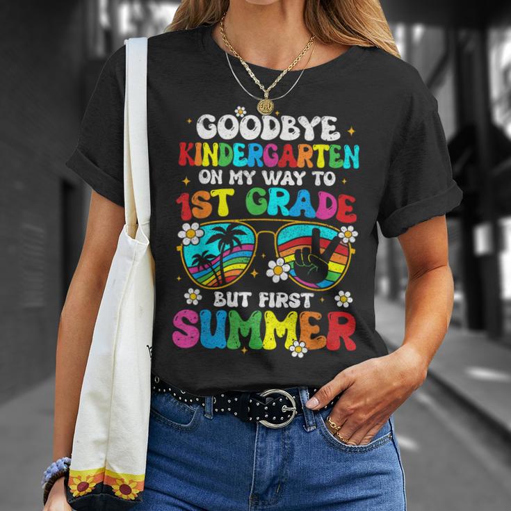 Goodbye Kindergarten Graduation To 1St Grade Hello Summer Unisex T ...