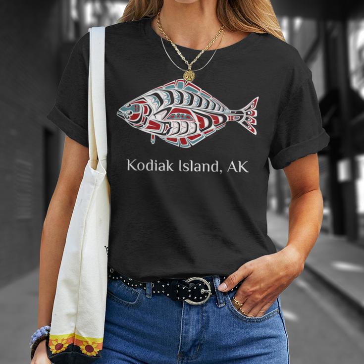 Kodiak Island Alaska Native American Halibut Fishermen T-Shirt | Mazezy