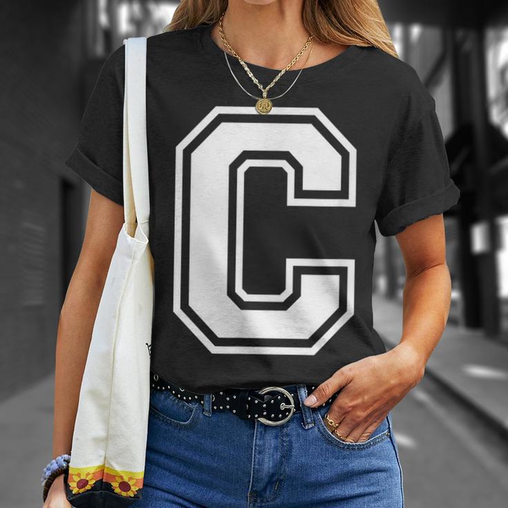 Letter C Alphabet Name Initial School Sports Team Unisex T-Shirt | Mazezy