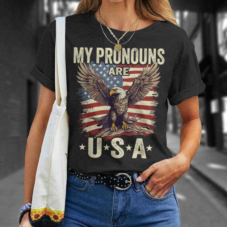 Patriotic American Flag Eagle 4Th July My Pronouns Are Usa T-Shirt ...