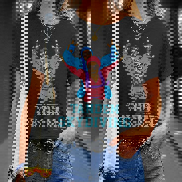 Tandem Skydiving Duo Parachuting Formation Idea T-Shirt | Mazezy