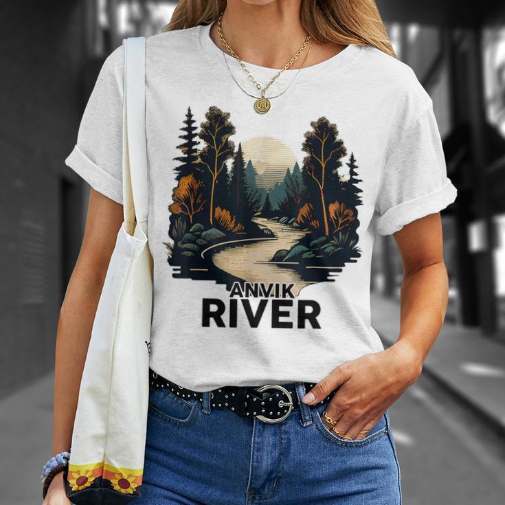 Anvik River Retro Minimalist River Anvik T-Shirt | Mazezy