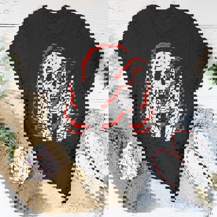 Fire Skeleton Halloween Costume Scary Goth Gothic Skull T-Shirt | Mazezy