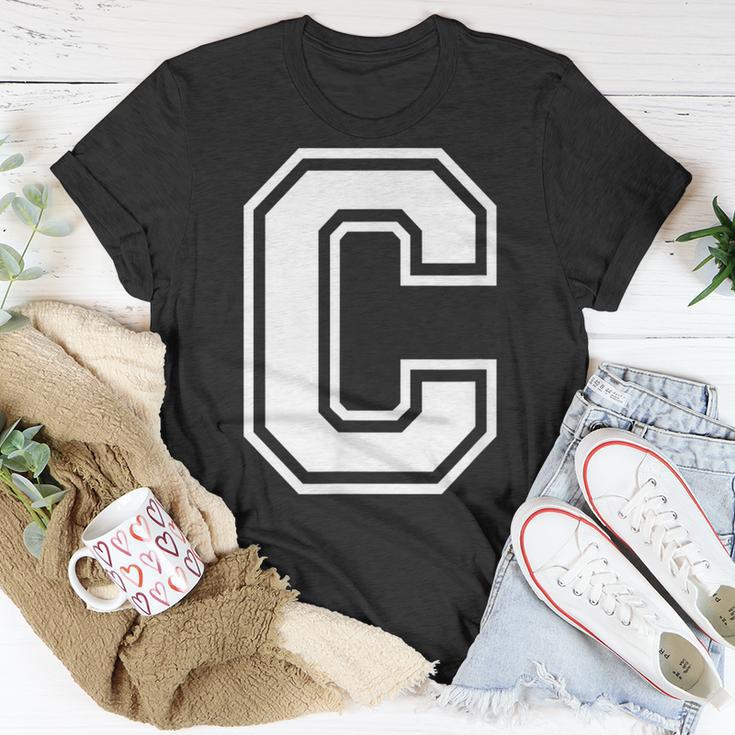 Letter C Alphabet Name Initial School Sports Team Unisex T-Shirt | Mazezy