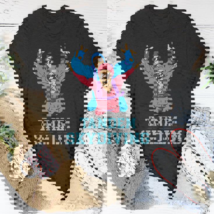 Tandem Skydiving Duo Parachuting Formation Idea T-Shirt | Mazezy