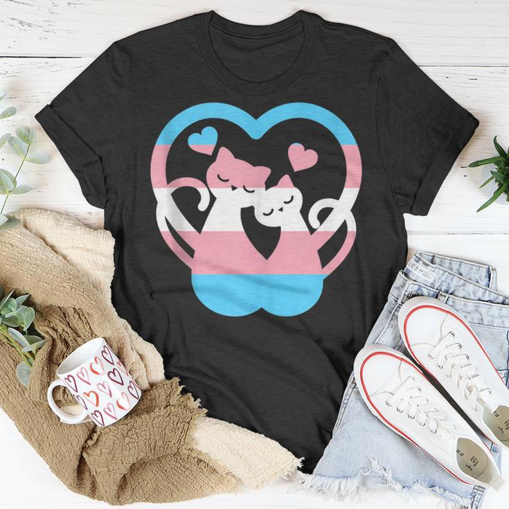 Transgender Flag Ftm Mtf Trans Pride Cat Lover Unisex T-Shirt | Mazezy